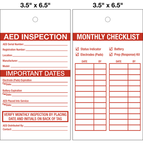AED Inspection Lock Out Tag | Western Safety Sign