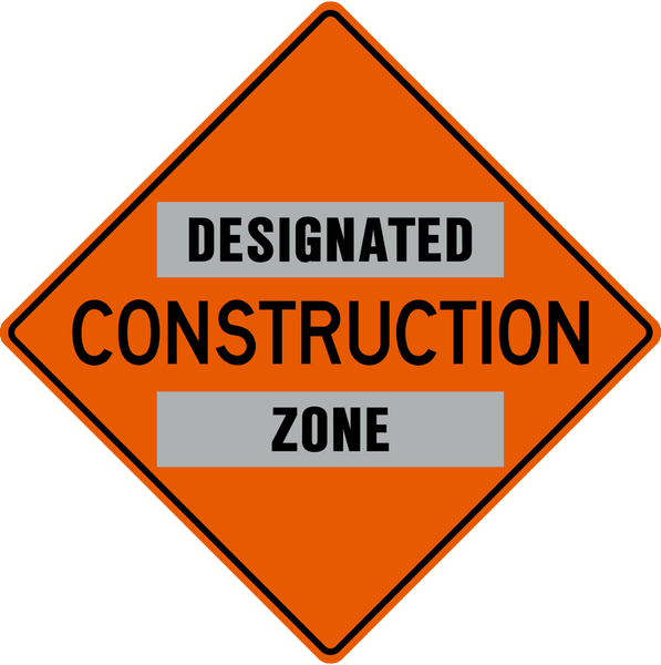 Designated Construction Zone Work Zone Sign | Western Safety Sign
