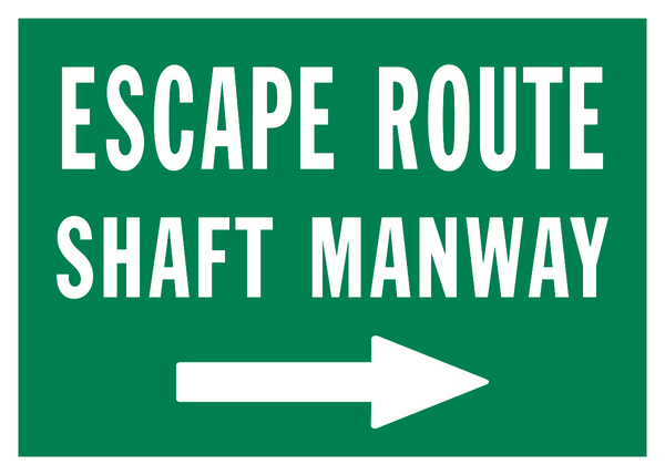 Escape Route Shaft Manway Arrow Right – Western Safety Sign