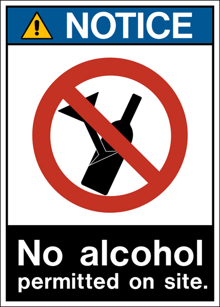 No Alcohol Permitted ANSI Notice Sign | Western Safety Sign