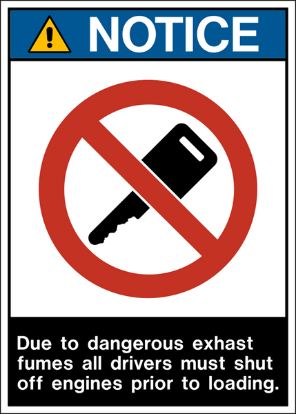 Notice Dangerous Exhaust Fumes ANSI Sign | Western Safety Sign