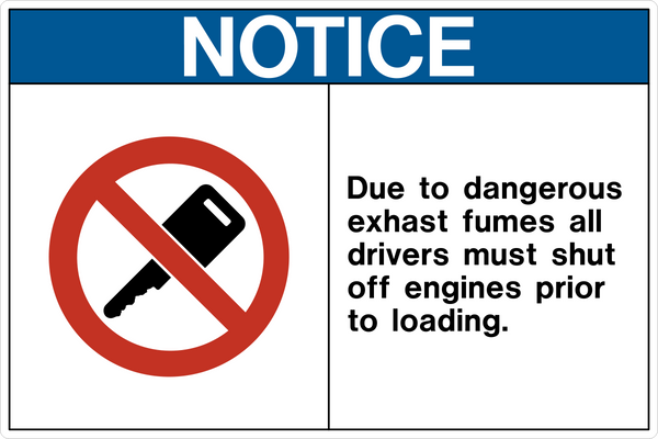 Notice Dangerous Exhaust Fumes OSHA Sign | Western Safety Sign