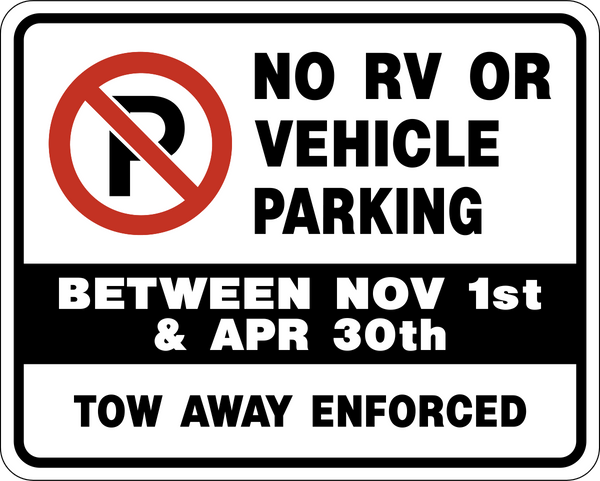 No RV or Vehicle Parking Tow Away Enforced Sign | Western Safety Sign