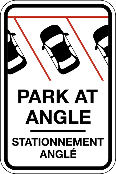 Park at Angle Bilingual Parking Sign | Western Safety Sign