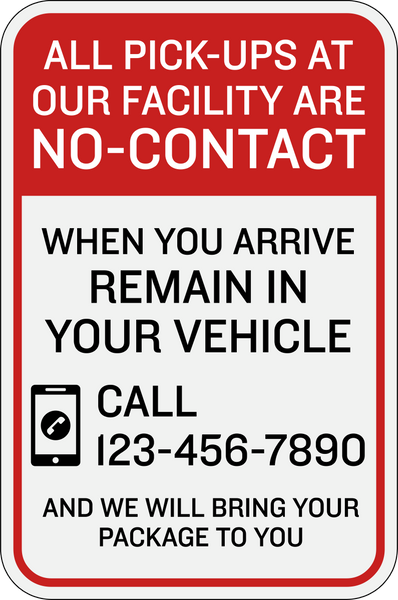 No Contact Pick Up Parking Sign | Western Safety Sign