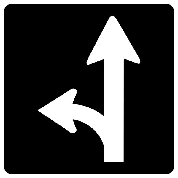 Straight Lane and Left Turn Regulatory Traffic Sign | Western Safety Sign