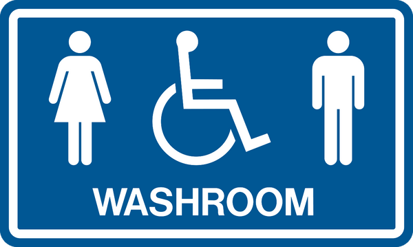 Unisex Accessible with Text, People & Wheelchair Graphics Washroom Sig ...