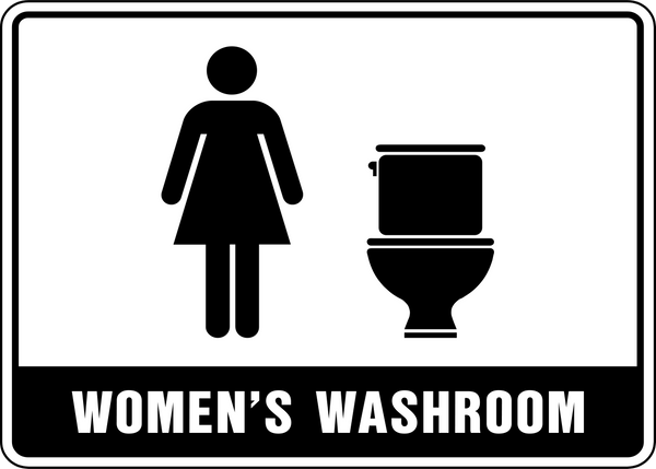 Women's Washroom with Text, Female & Toilet Graphics Washroom Sign ...