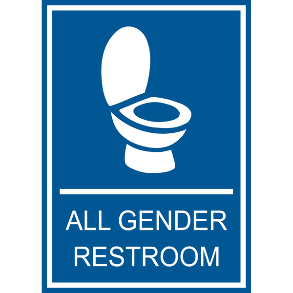 All Gender Restroom with Text & Toilet Graphic Washroom Sign | Western ...