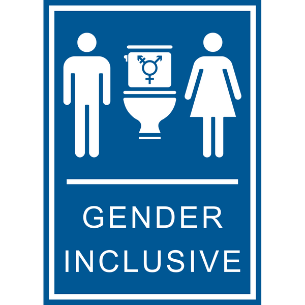 Gender Inclusive with Text, People & Toilet Graphics Rectangle Layout ...