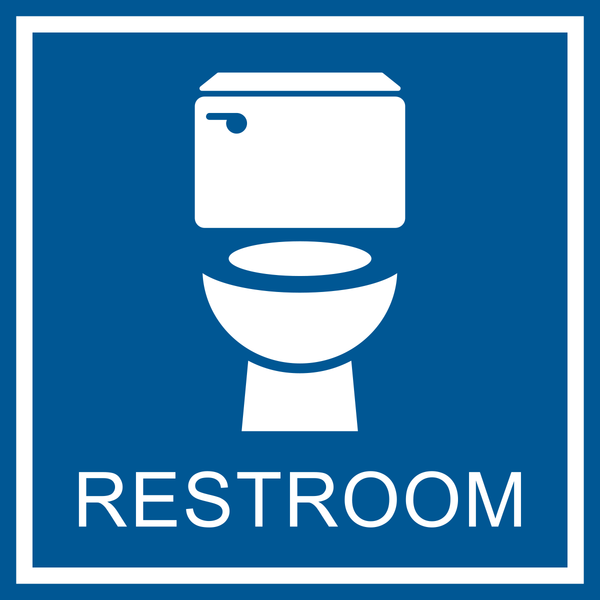 Restroom with Text & Toilet Graphic Square Layout Washroom Sign ...