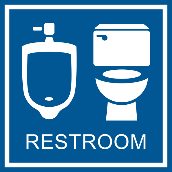 Restroom with Text, Urinal and Toilet Graphics Washroom Sign | Western ...