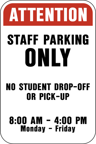 No Drop Off Staff Only Parking Sign | Western Safety Sign