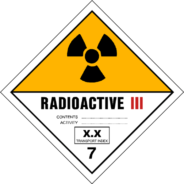 Class 7 Radioactive Materials III Custom UN Number TDG Placard Sign ...