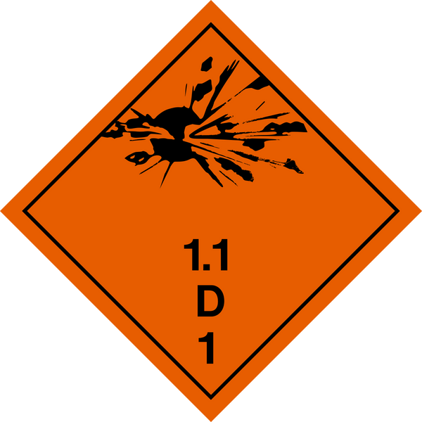 Class 1 Explosives 1.1D Mass Explosion Hazard TDG Placard Sign ...