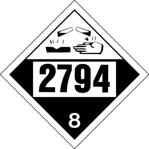 Class 8 - Corrosive - Batteries UN#2794 – Western Safety Sign