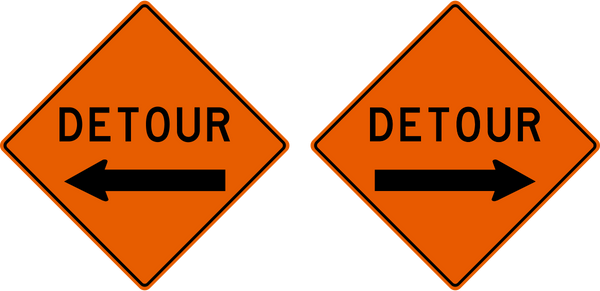 Detour with arrow Work Zone Sign | Western Safety Sign