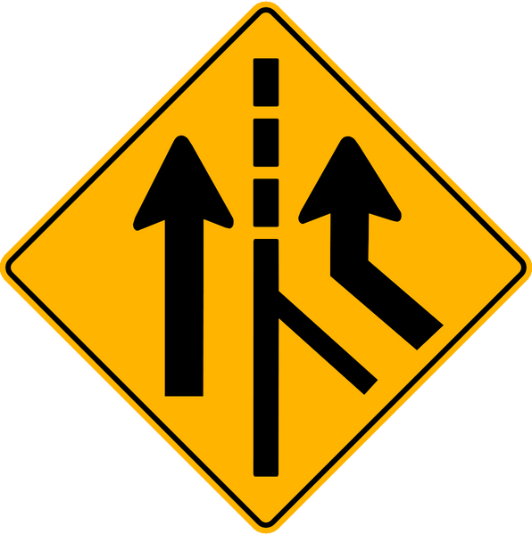 Merging Lanes Warning Traffic Sign | Western Safety Sign