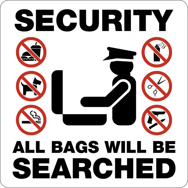 Bag Search Security Sign | Western Safety Sign