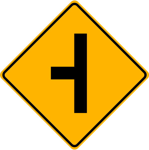 Intersecting Road Left Warning Traffic Sign | Western Safety Sign