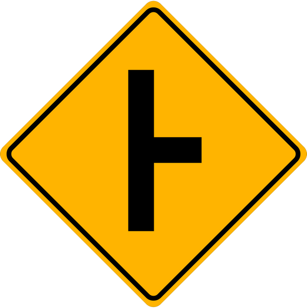 Intersecting Road Right Warning Traffic Sign | Western Safety Sign
