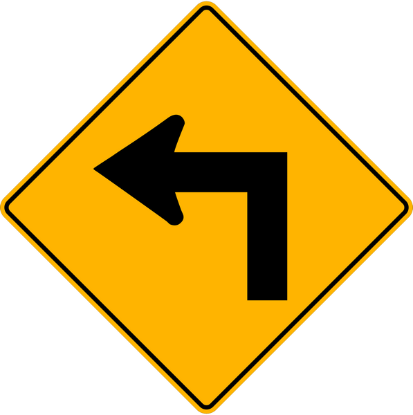 Sharp Left Turn Warning Traffic Sign | Western Safety Sign
