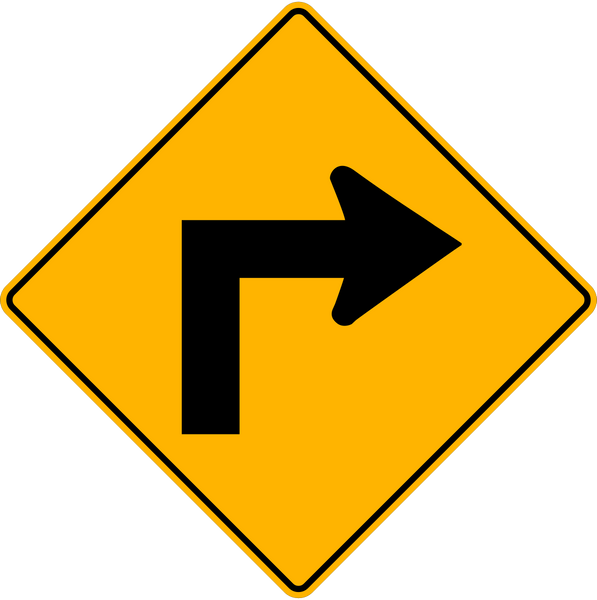 Sharp Turn Right Warning Traffic Sign | Western Safety Sign