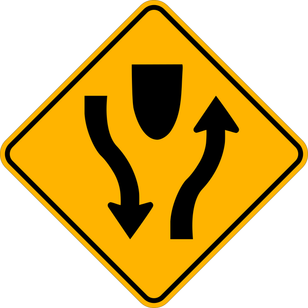 Divided Highway Begins Warning Traffic Sign | Western Safety Sign