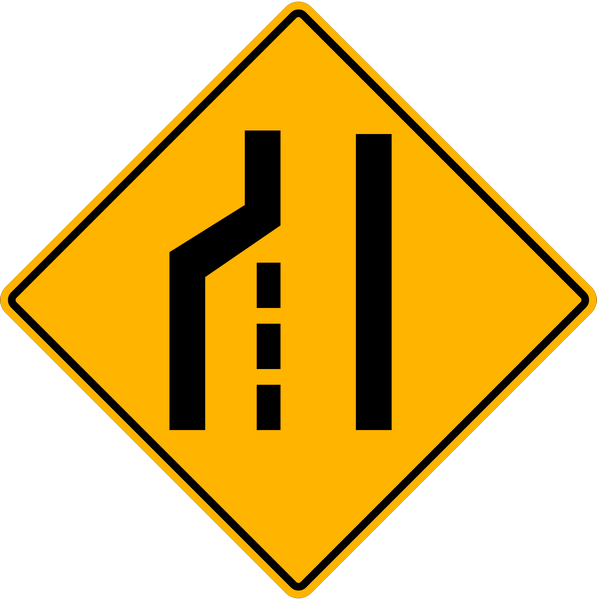 Left Lane Ends Warning Traffic Sign | Western Safety Sign