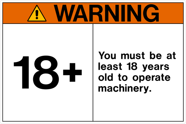Warning - You must be 18 years old | Western Safety Sign