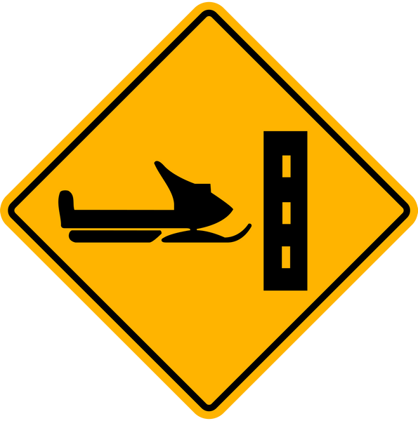 Snowmobile Crossing Left Warning Traffic Sign | Western Safety Sign