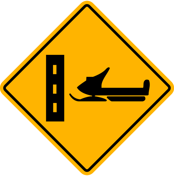 Snowmobile Crossing Right Warning Traffic Sign | Western Safety Sign