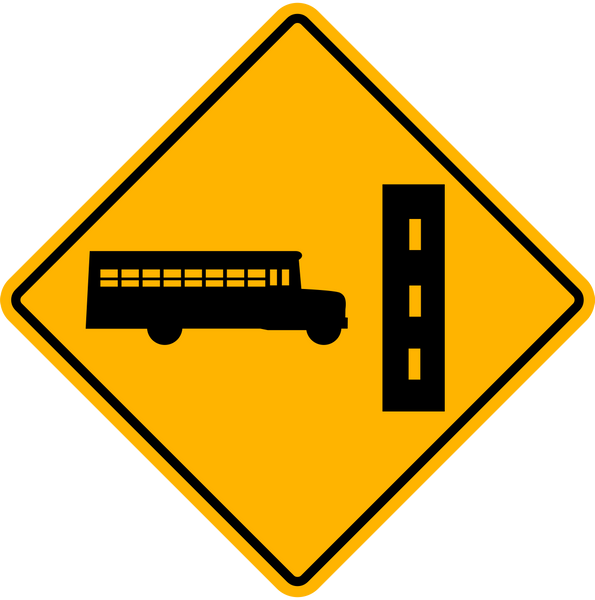 School Bus Crossing Left Warning Traffic Sign | Western Safety Sign