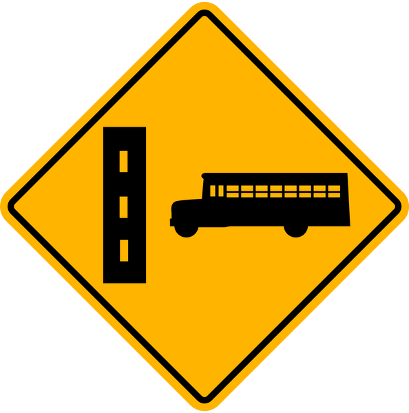 School Bus Crossing Right Warning Traffic Sign | Western Safety Sign