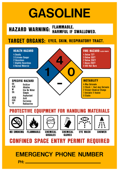 Product Identifier Label - Gasoline | Western Safety Sign