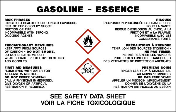 Product Identifier Label - Gasoline Bilingual | Western Safety Sign